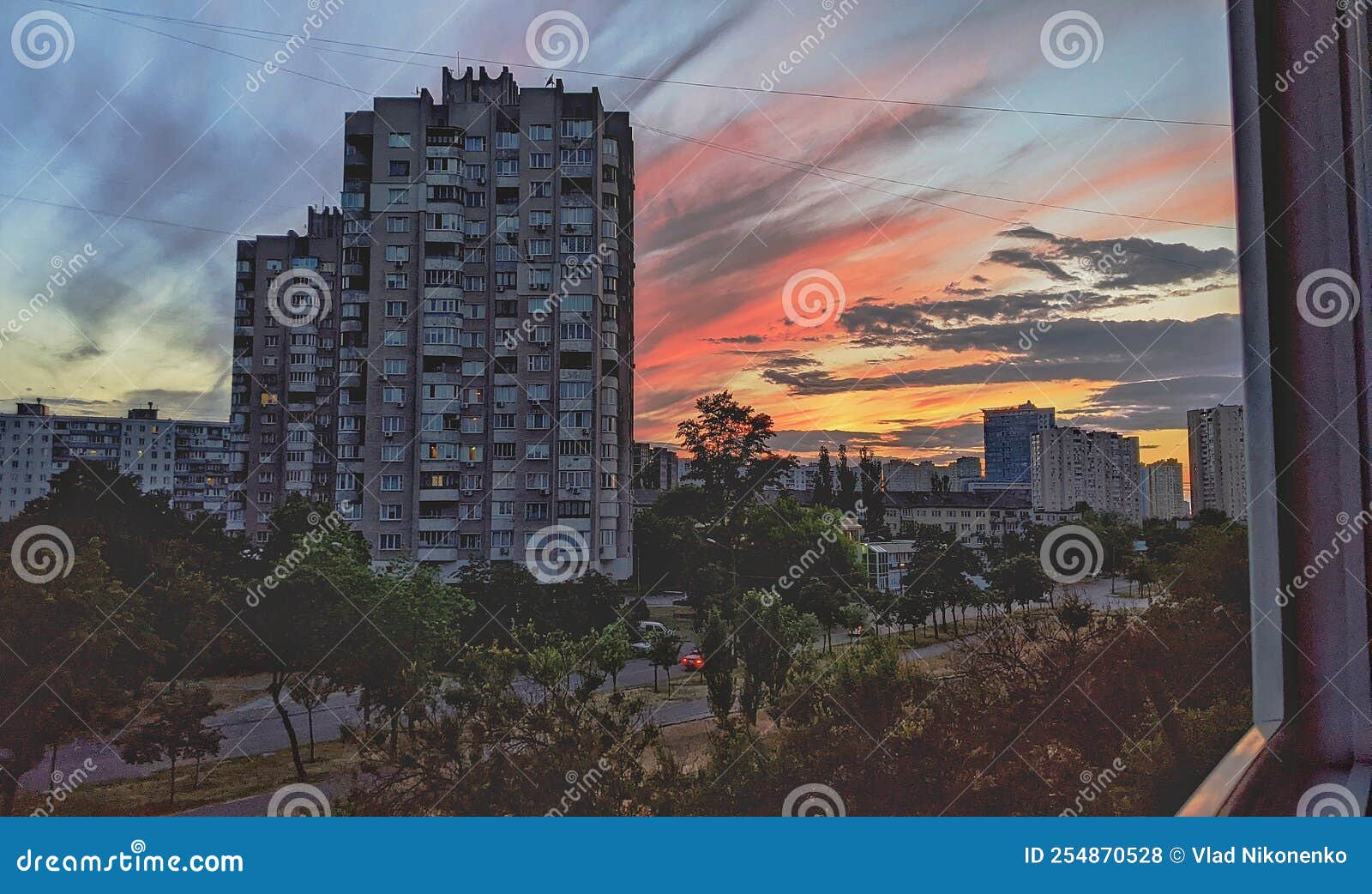 Urban Evening Sunset in the City of Kyiv Stock Photo - Image of ...