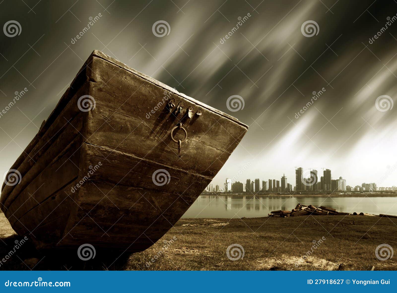 Urban fantasy landscape stock image. Image of flood, rivers - 27918627