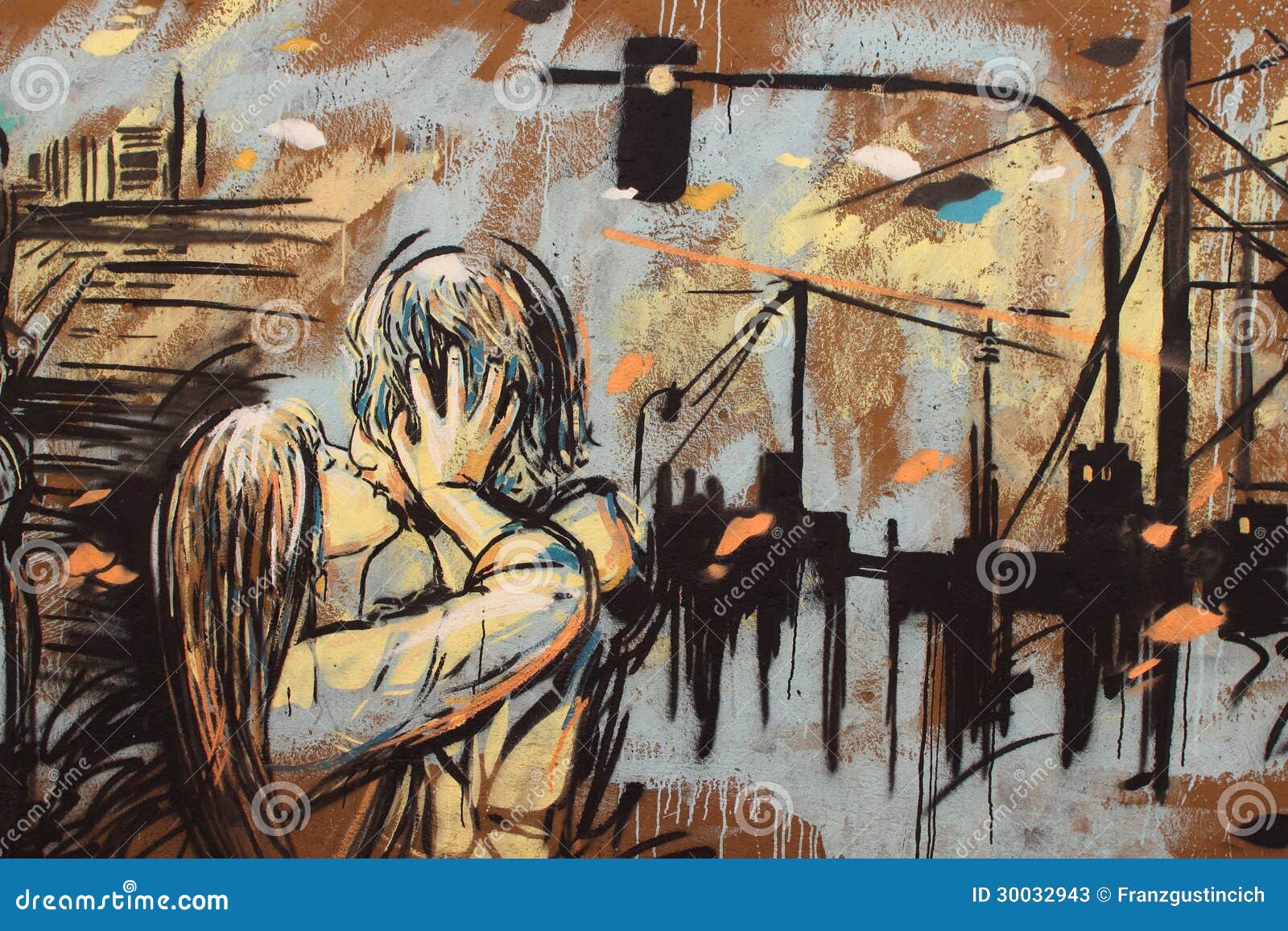 Kiss, Graffiti on Rome S Wall Editorial Stock Photo - Image of ...