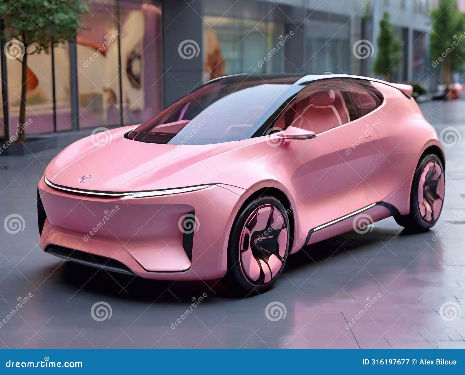 Urban Future Pink Car, Design Electromobile, Ecology Car Stock ...