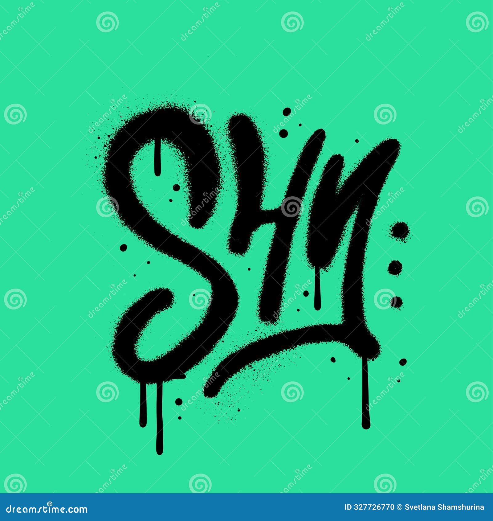 Urban Graffiti Lettering Word Shy Sprayed in Black. Vector Illustration ...