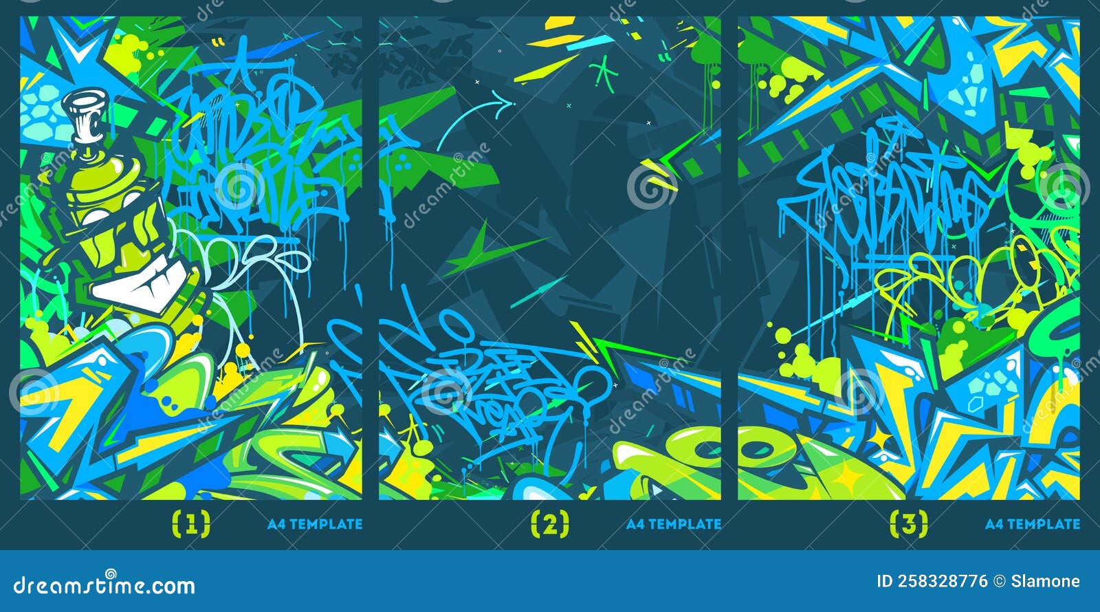 Urban Graffiti Style A4 Poster Vector Illustration Background Template ...