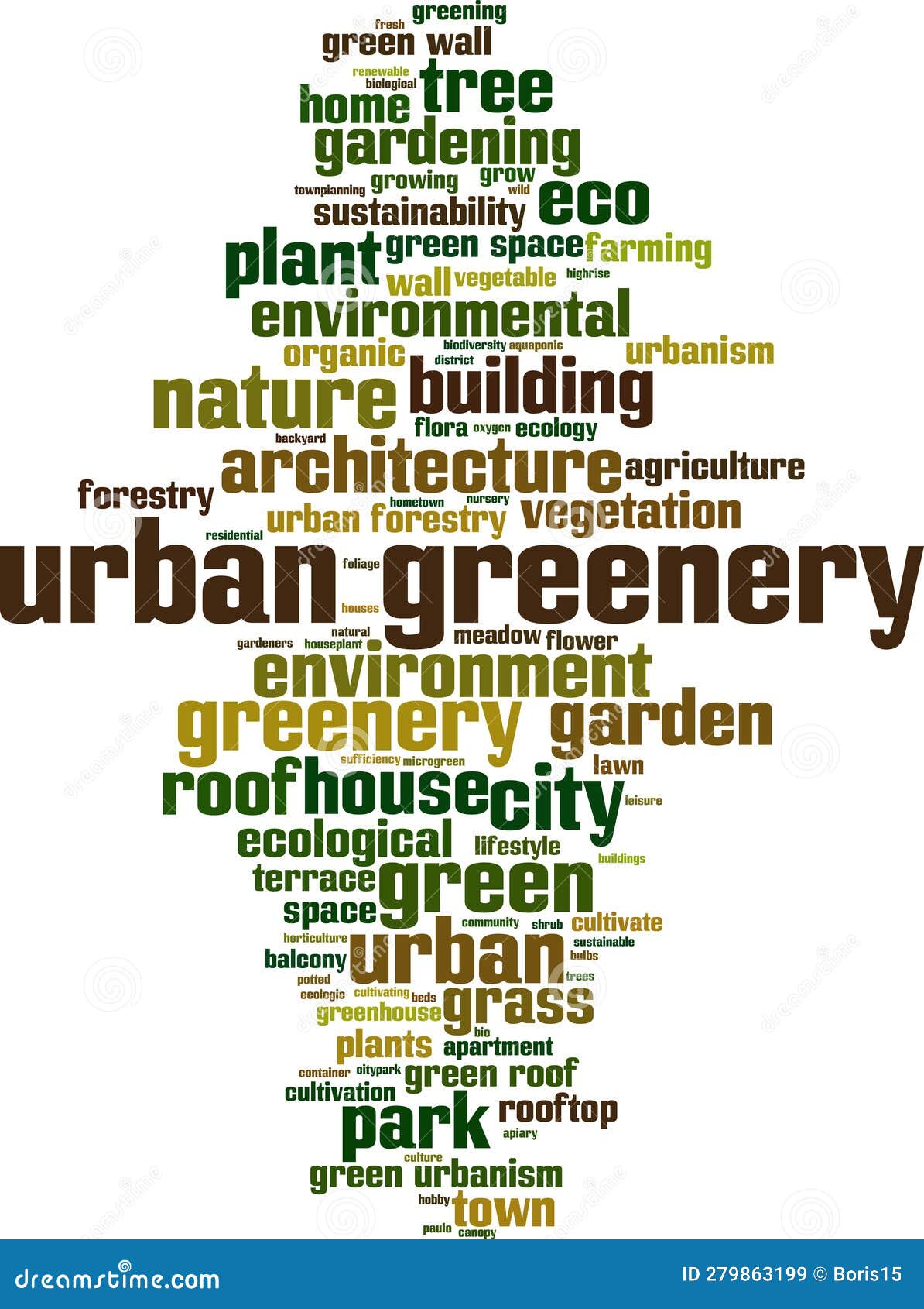 Urban greenery word cloud stock vector. Illustration of plant - 279863199
