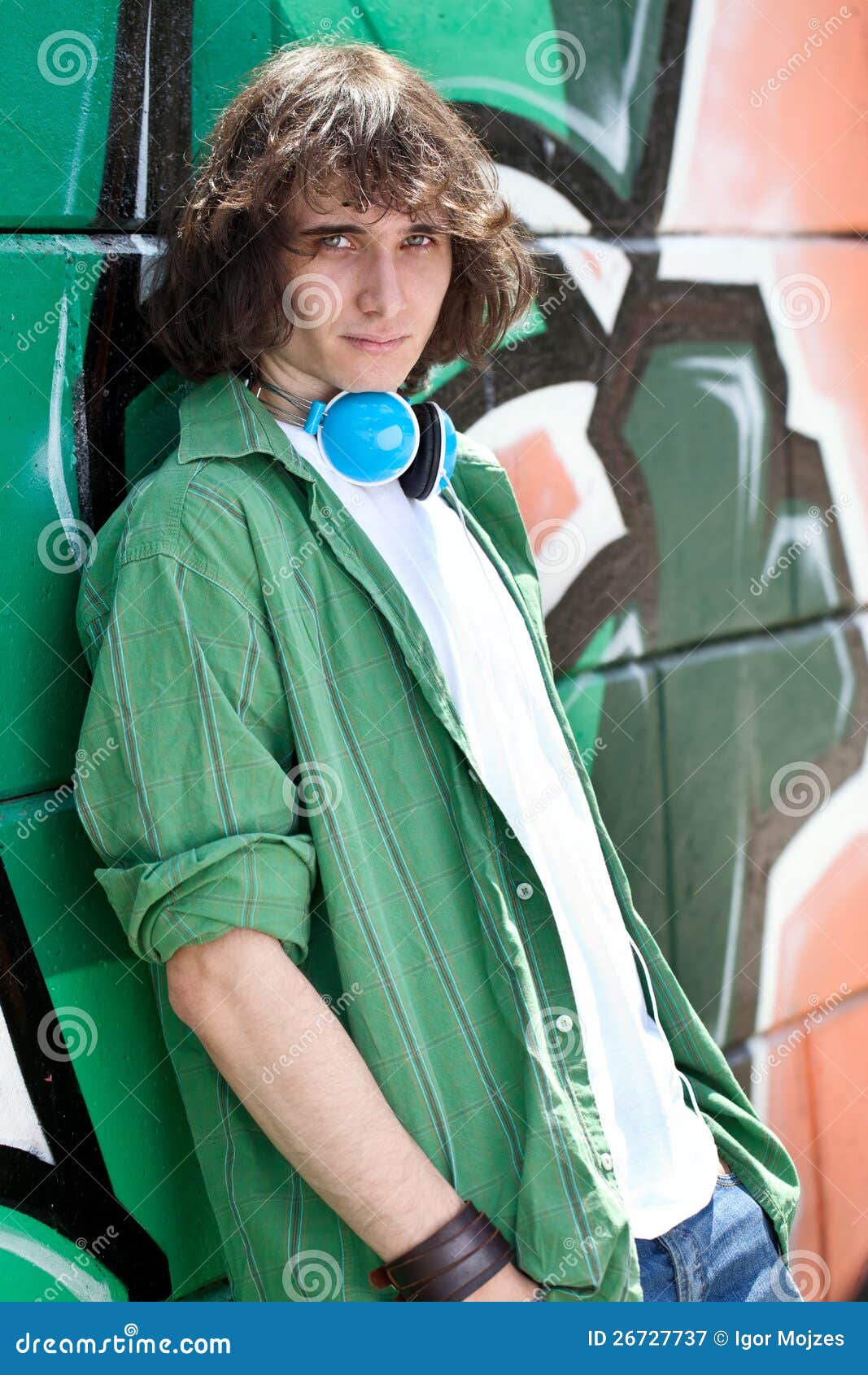 Urban guy with headset editorial photography. Image of portrait - 26727737