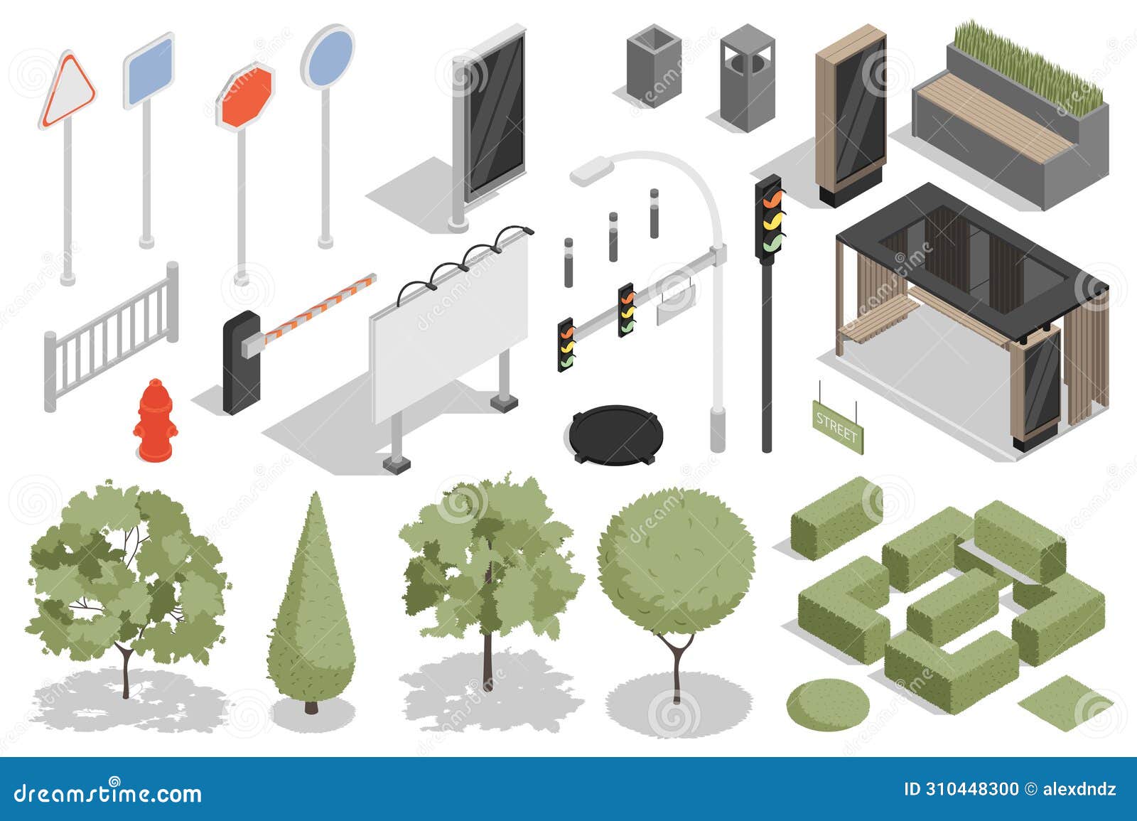 Urban Infrastructure Isometric Elements Constructor Mega Set. Vector Illustration Stock Vector ...
