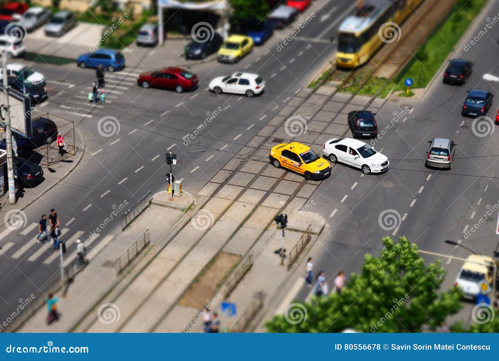 Urban intersection editorial stock photo. Image of aerial - 80556678