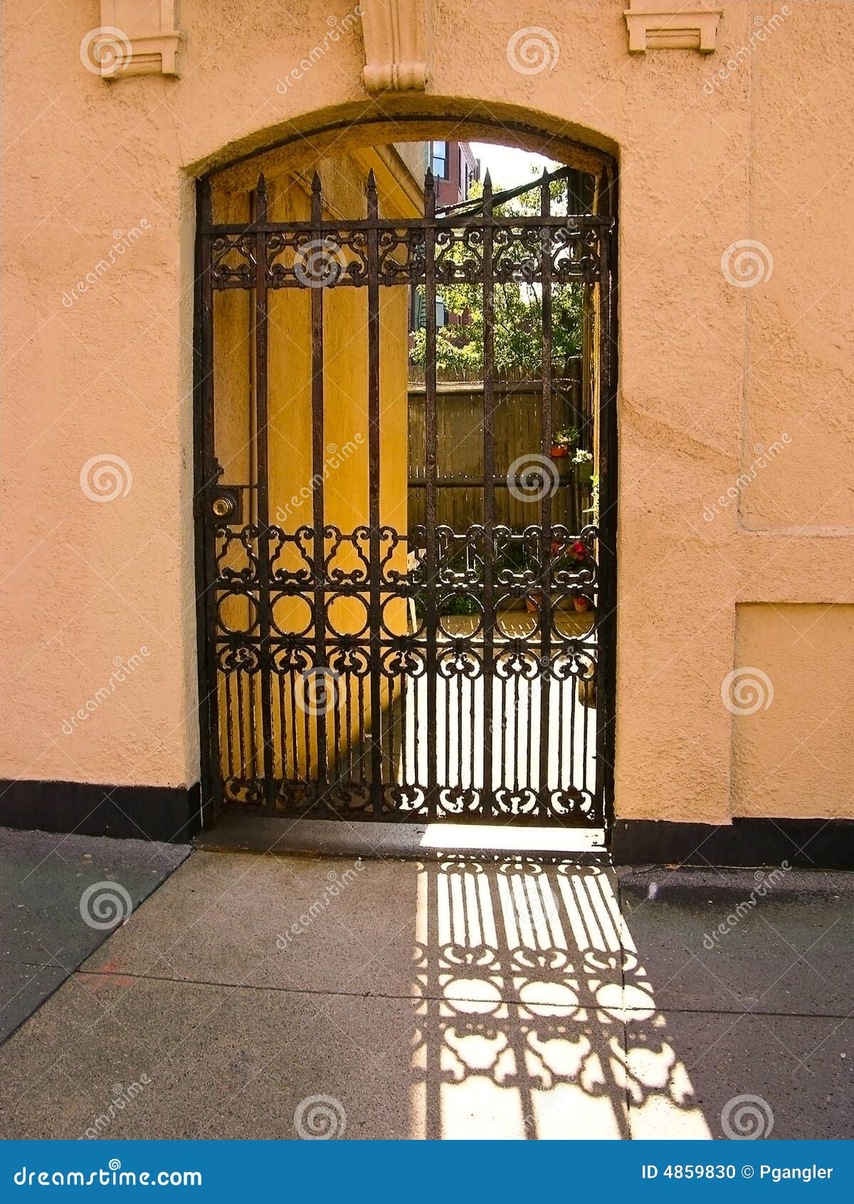 Urban Iron Gate stock photo. Image of gated, black, city - 4859830