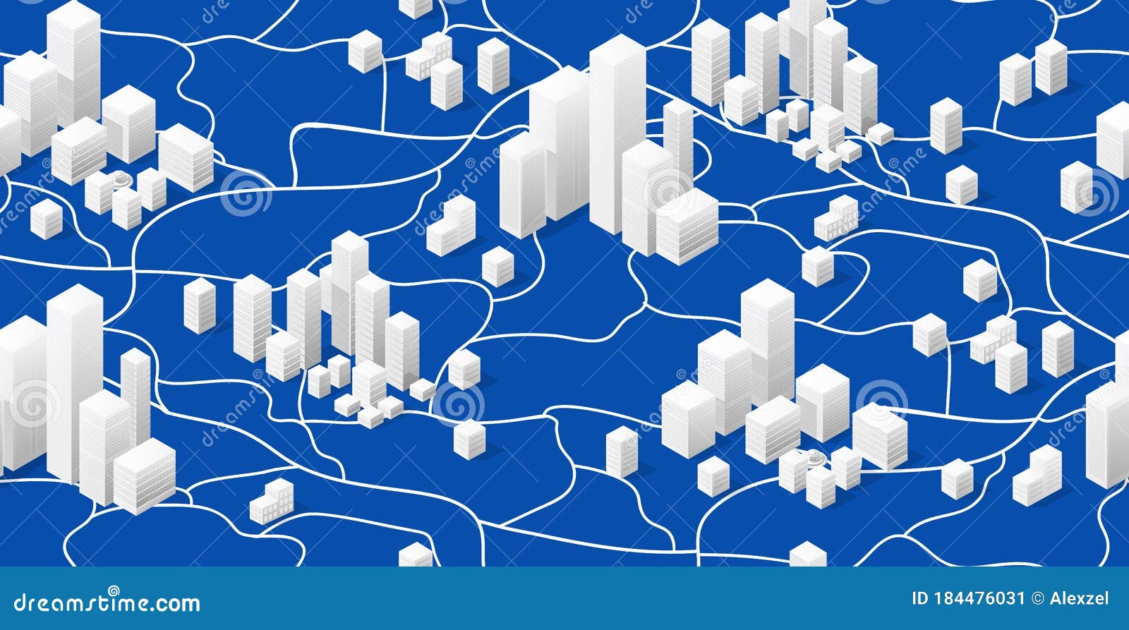 Urban Isometric Area with Building Streets. Seamless Urban Stock Vector ...