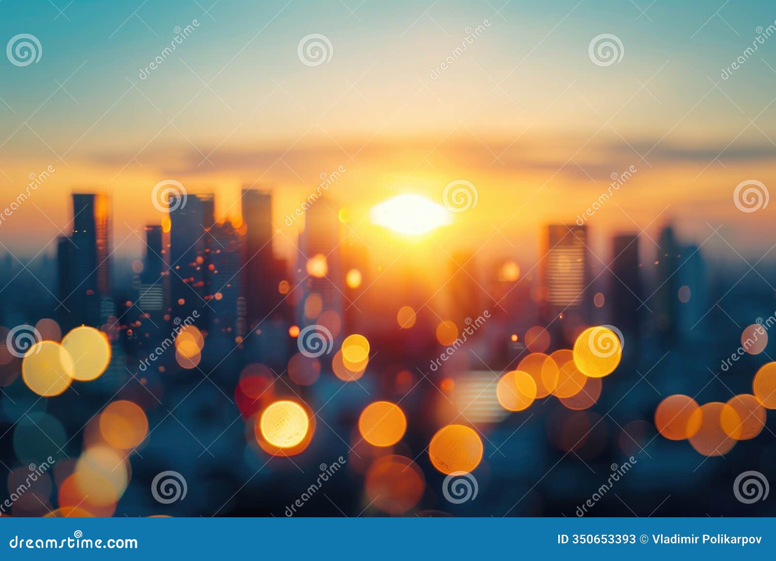 Urban Landscape with Buildings and Lights during Sunset Hours Stock ...