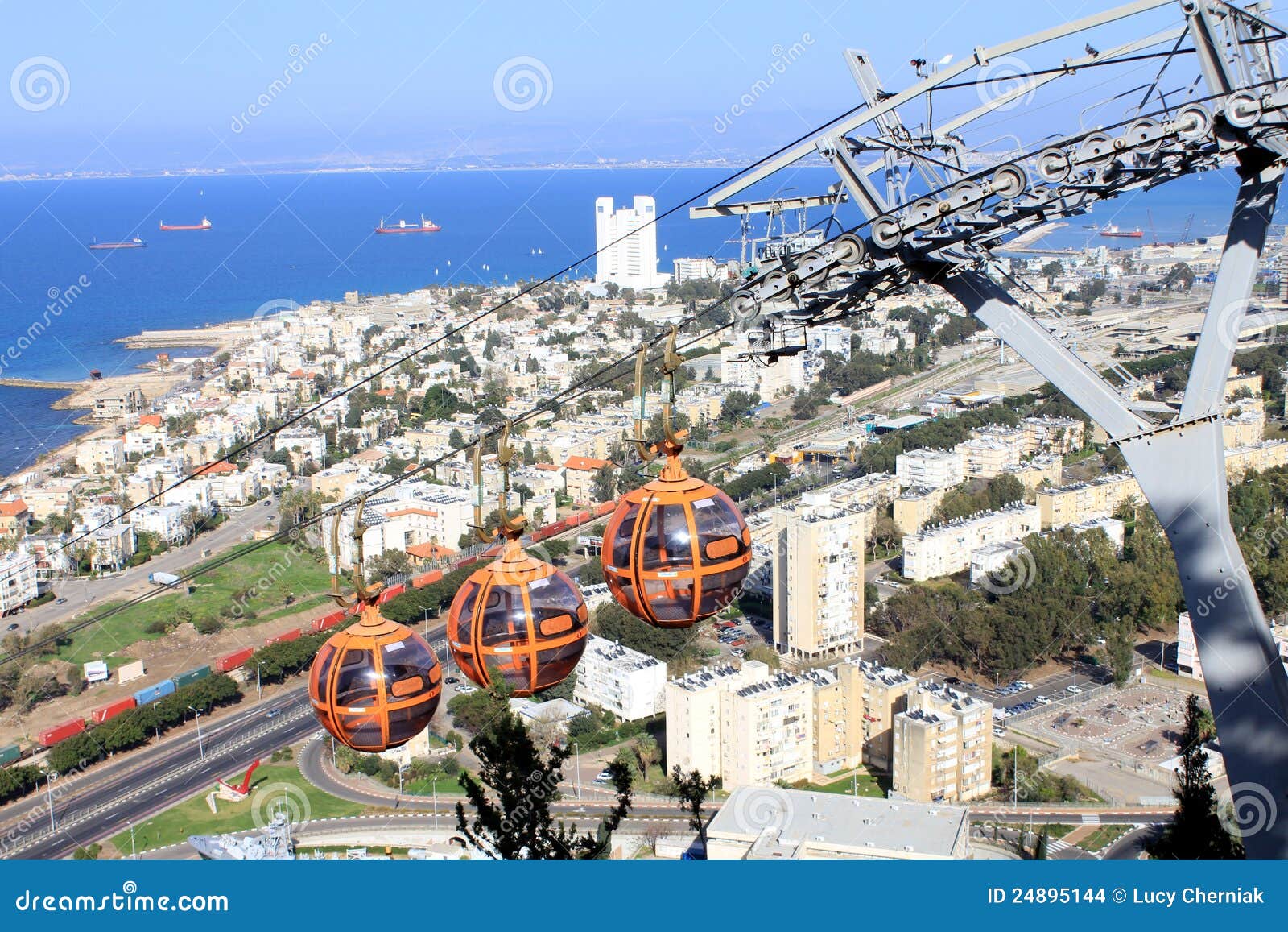Urban Landscape with Cable-way Stock Photo - Image of rope, road: 24895144