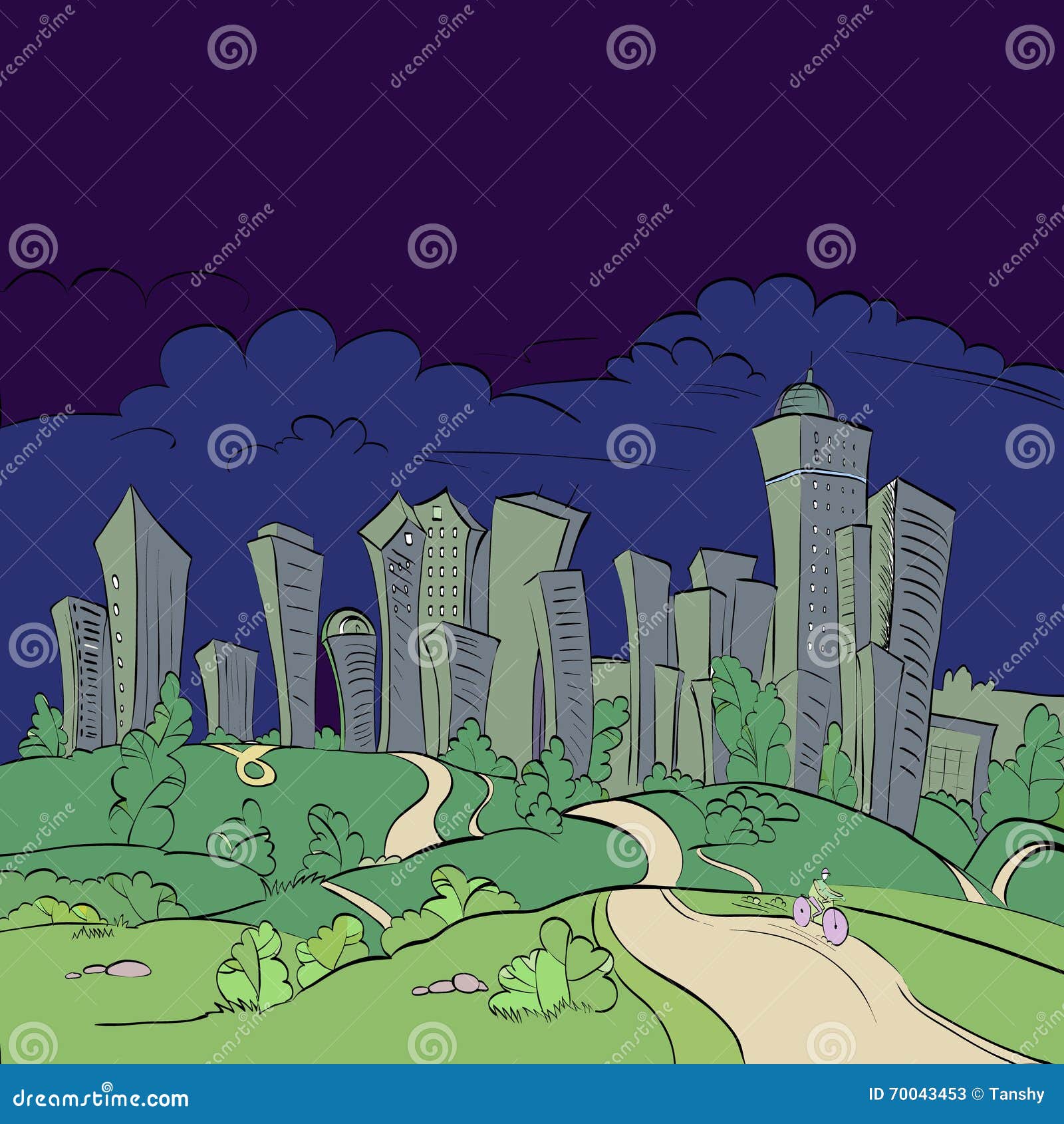Urban Landscape of the City and the Forest Nature Vector Stock Vector ...