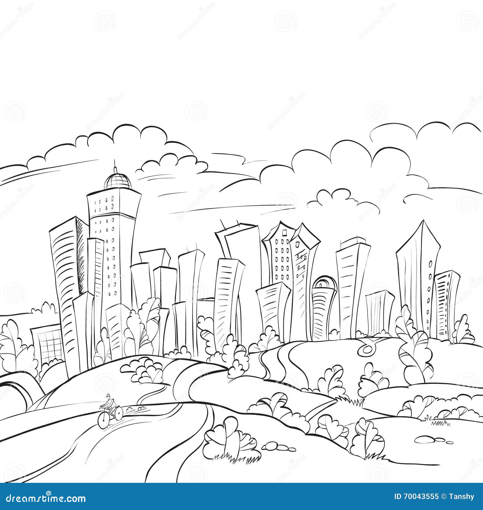 Urban Landscape of the City and the Forest Nature Vector Stock Vector ...