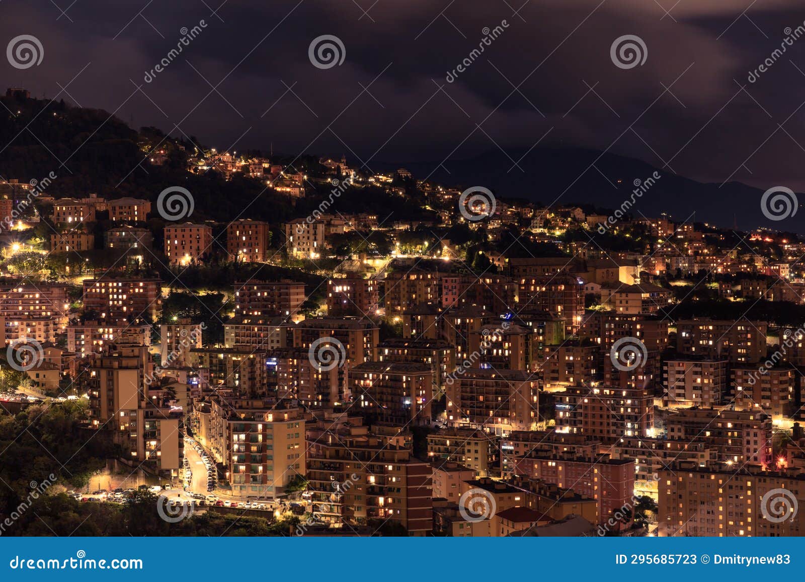 Urban Landscape of Genoa by Night Stock Image - Image of town, twilight ...