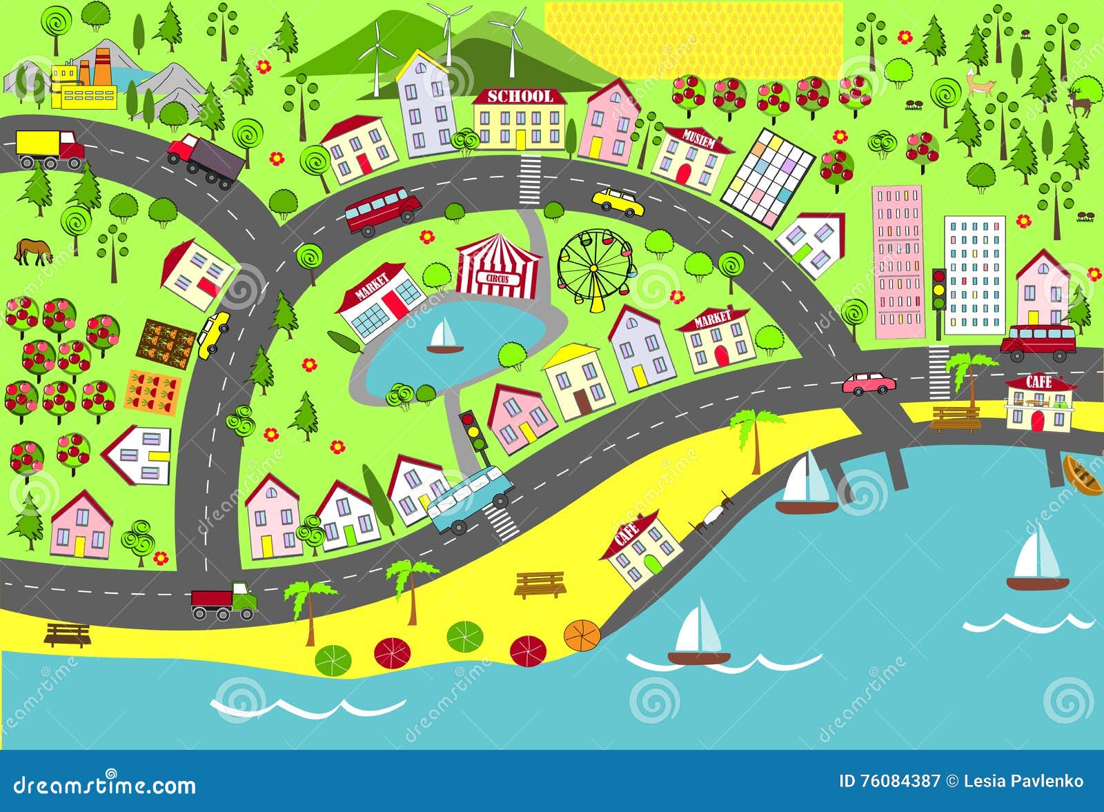 Urban Landscape. Map Design for Mats, Books, and Childish Development ...