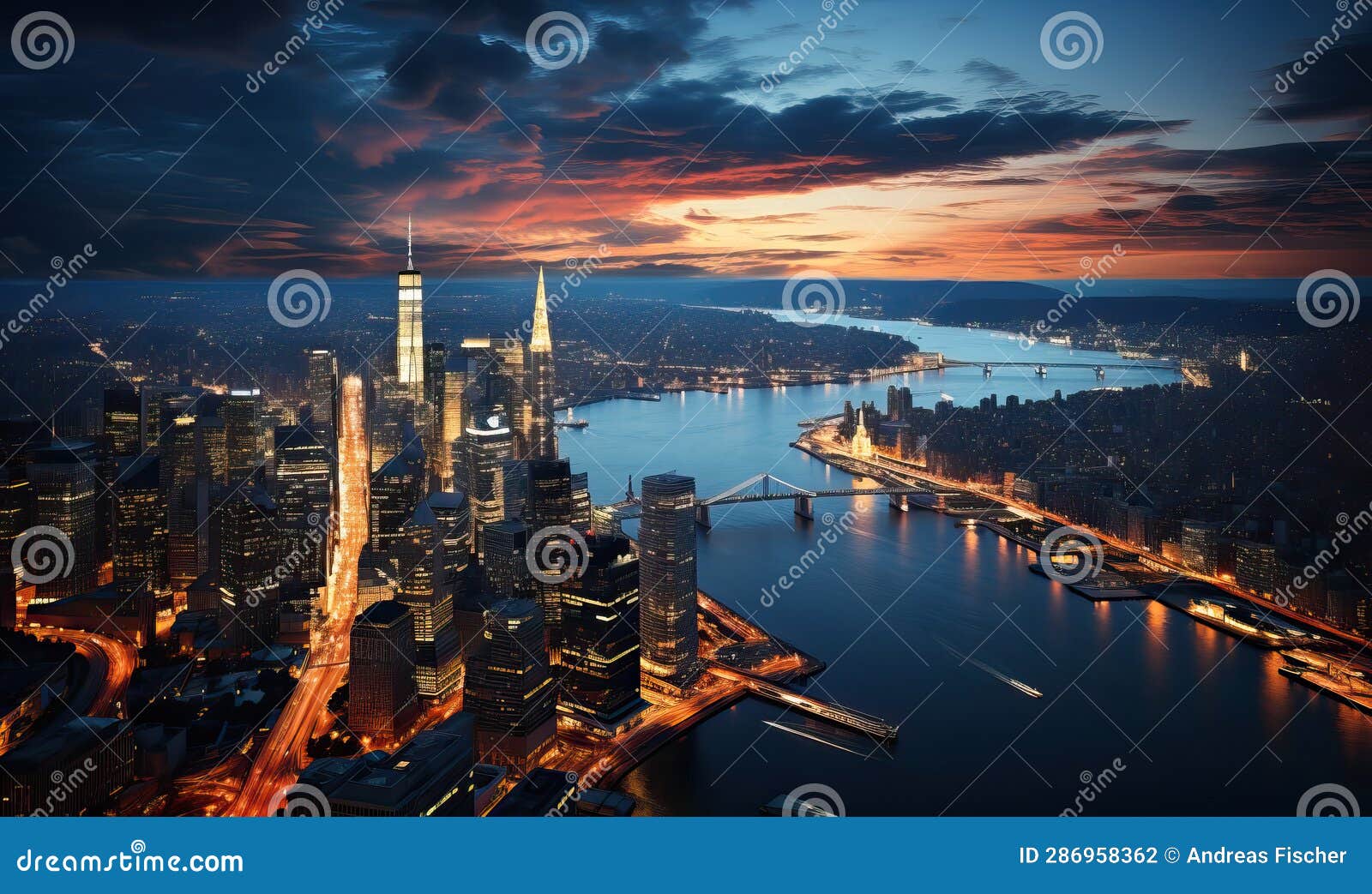 Urban Landscape, Night City View from Above. Stock Illustration ...