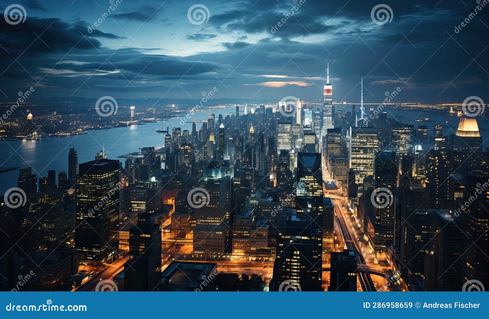 Urban Landscape, Night City View from Above. Stock Image - Image of ...