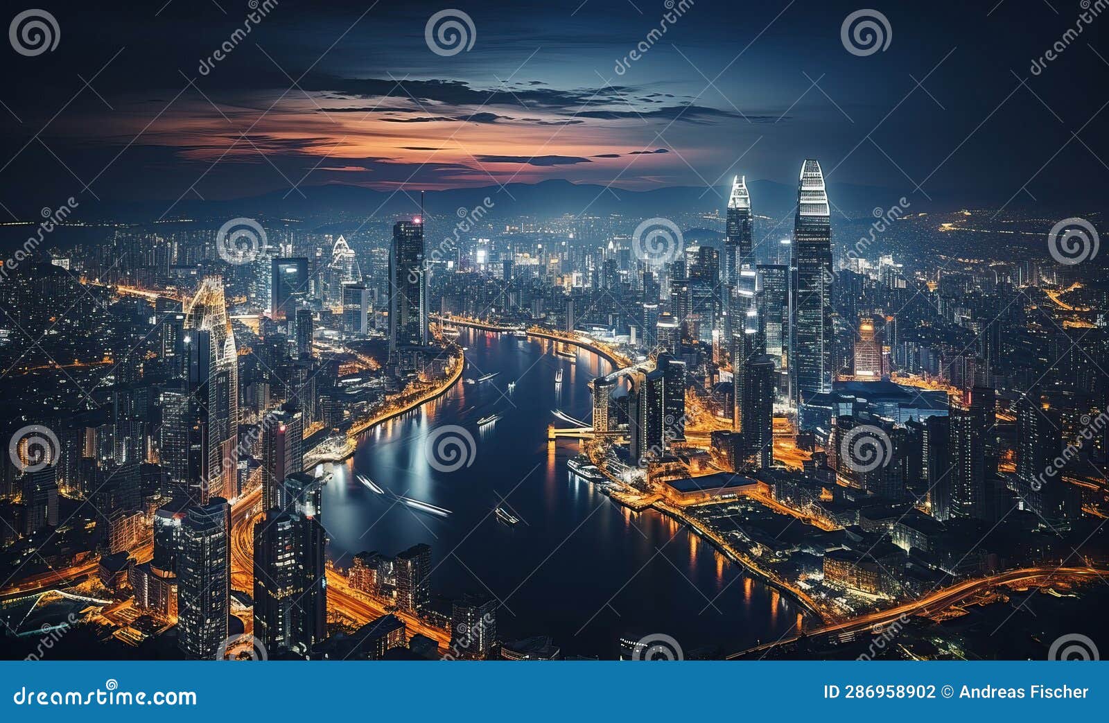 Urban Landscape, Night City View from Above. Stock Photo - Image of ...