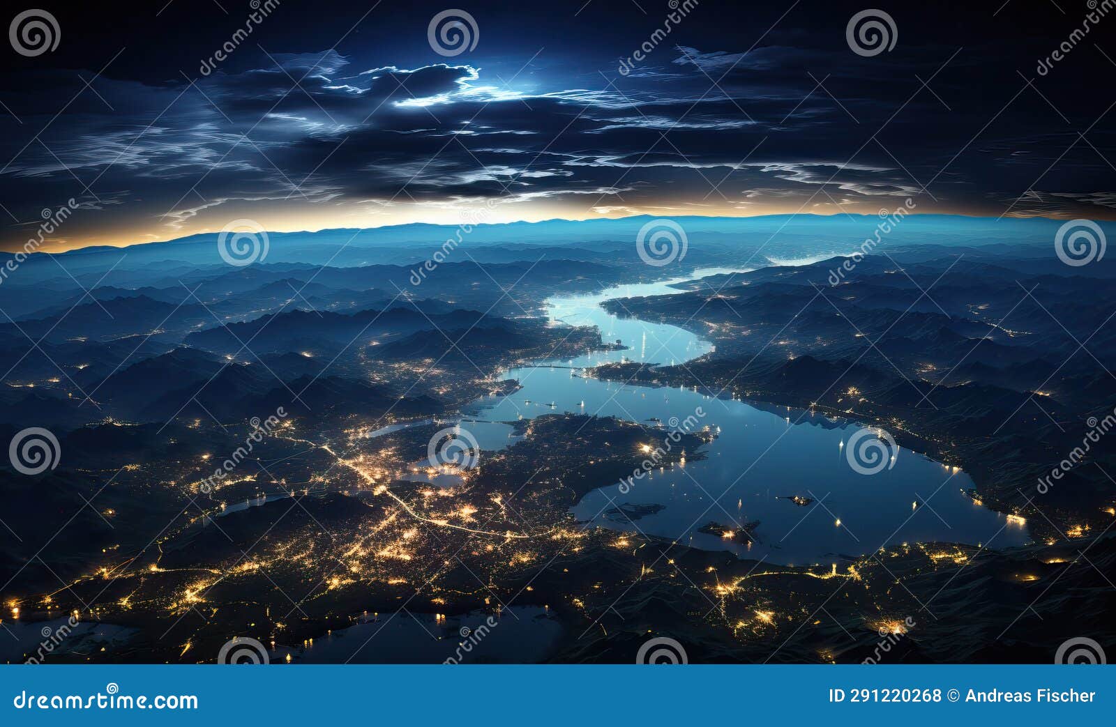 Urban Landscape, Night City View from Above. Stock Photo - Image of ...