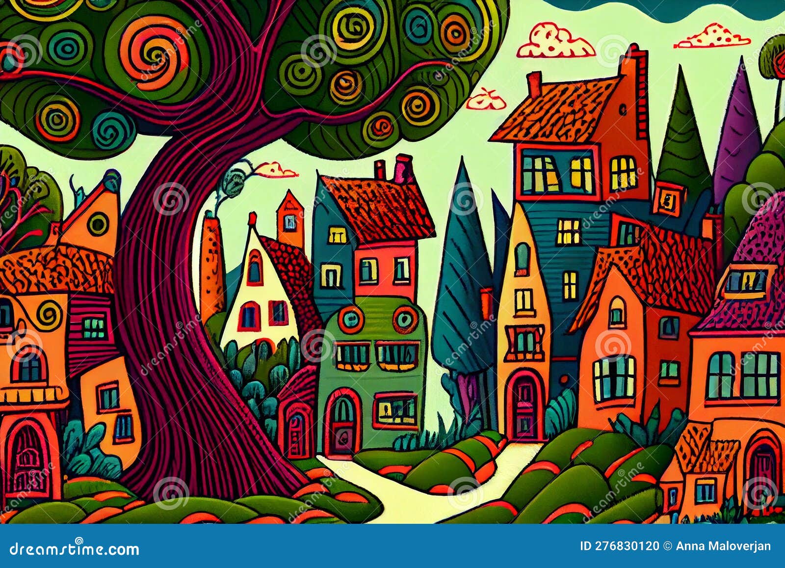 Urban Landscape. Pattern with Houses. Illustration Stock Illustration ...
