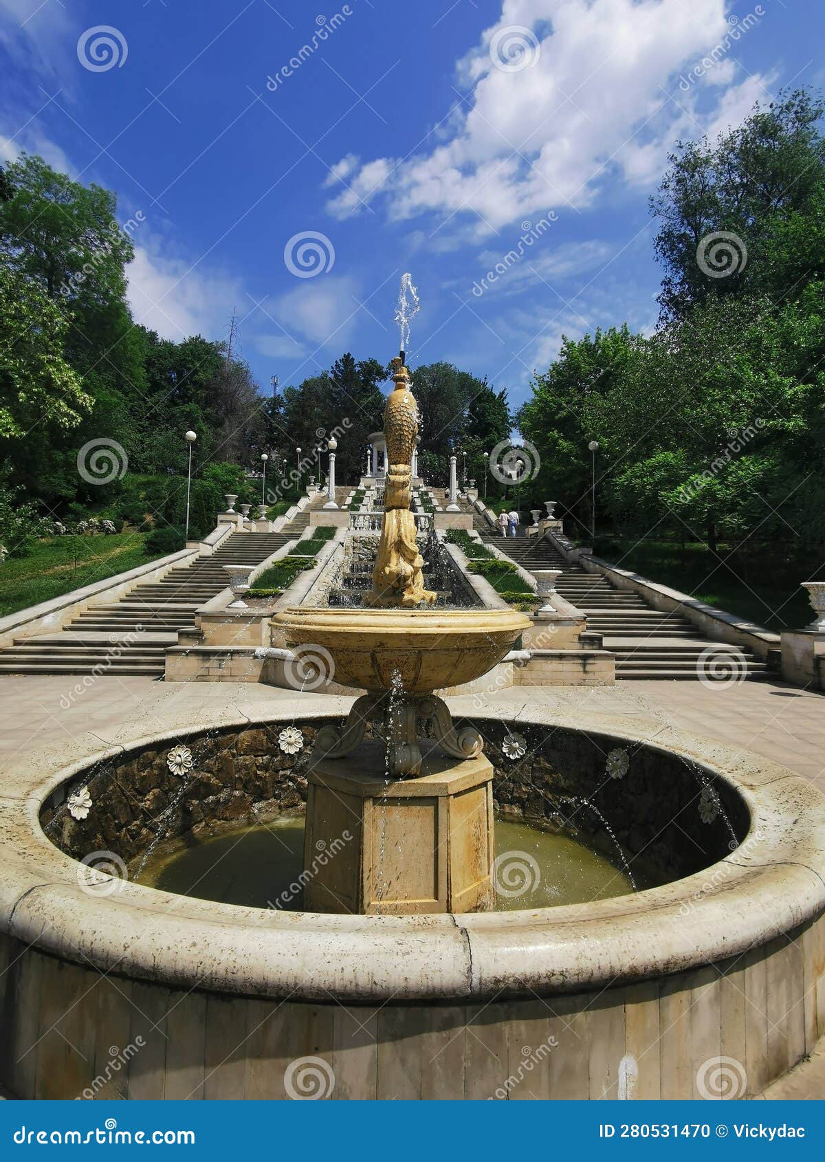 Waterfall and Well in a Park in Chisinau, Moldova Stock Photo - Image ...