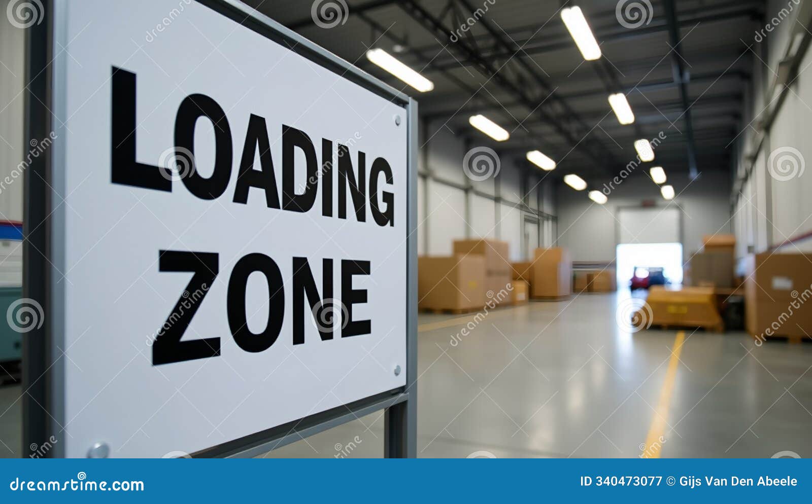 Urban Loading Zone Sign with Warehouse Entrance in Background Stock ...