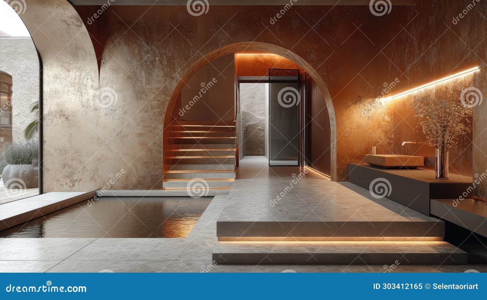 Urban Loft Hallway Ambiance Stock Illustration - Illustration of open ...