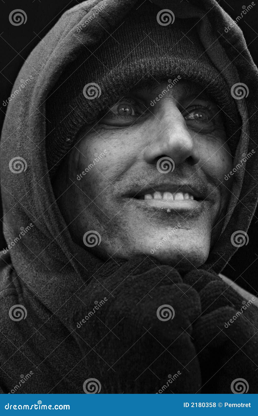 Urban Man Under His Hood BW Stock Photo - Image of look, gentleness ...