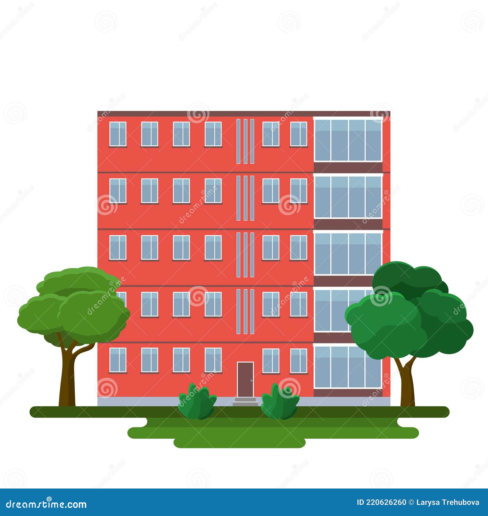 Urban Multi-storey Building. Flat Design Stock Vector - Illustration of ...
