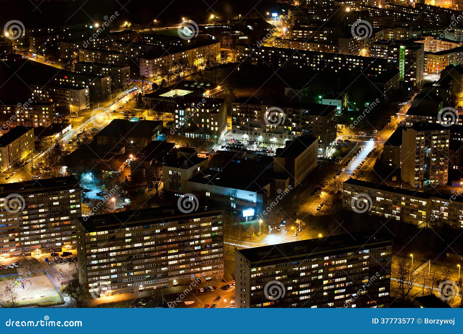 Urban night scene stock image. Image of cityline, flats - 37773577