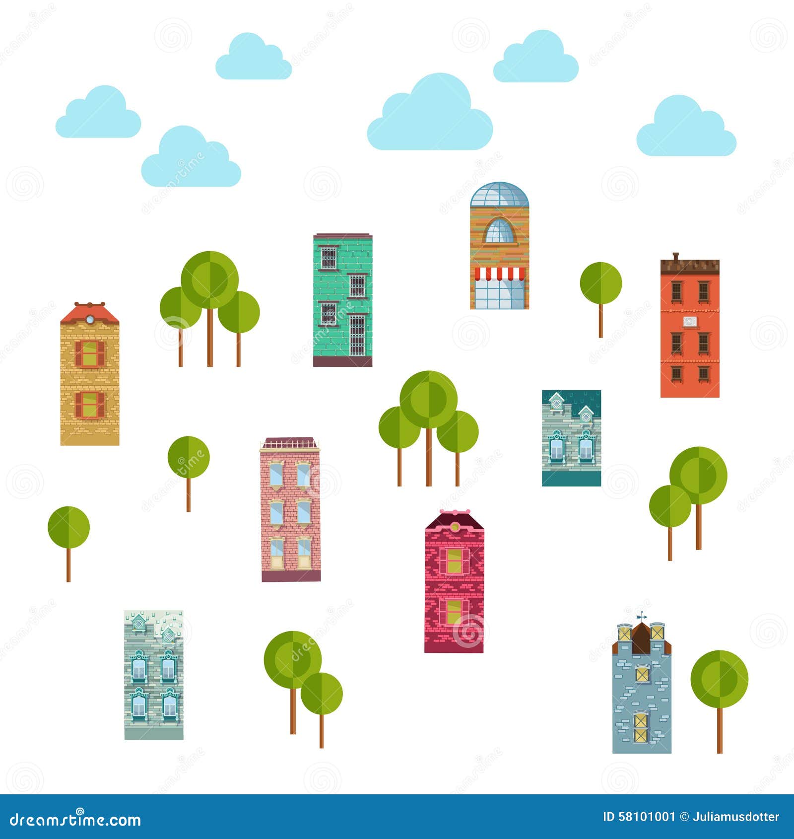 Urban Objects Vector Illustrative Icon Set With Infographic Elements ...