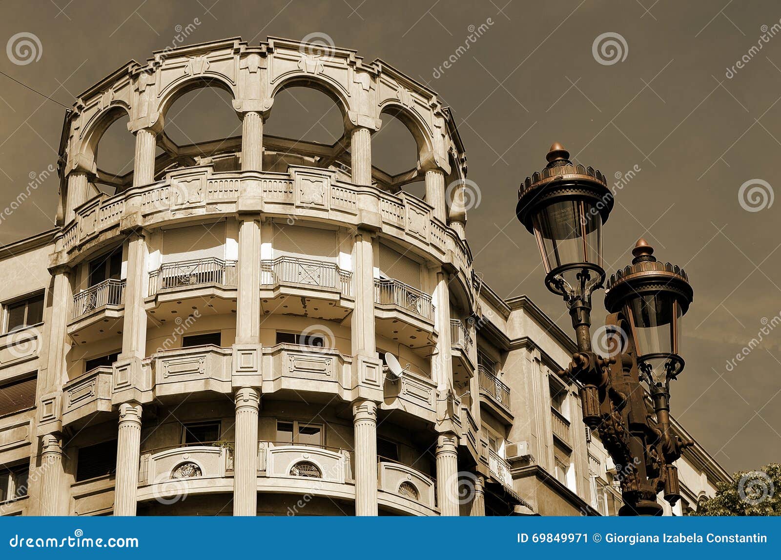 Urban Old Marble Architecture in Sepia Stock Image - Image of touristic ...