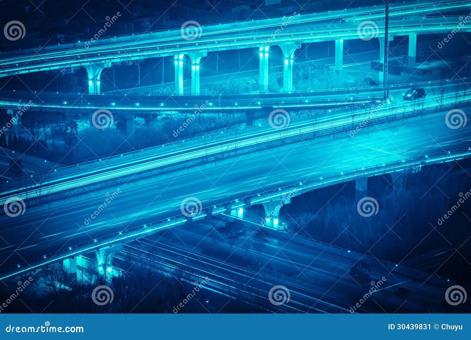 Urban overpass at night stock image. Image of junction - 30439831