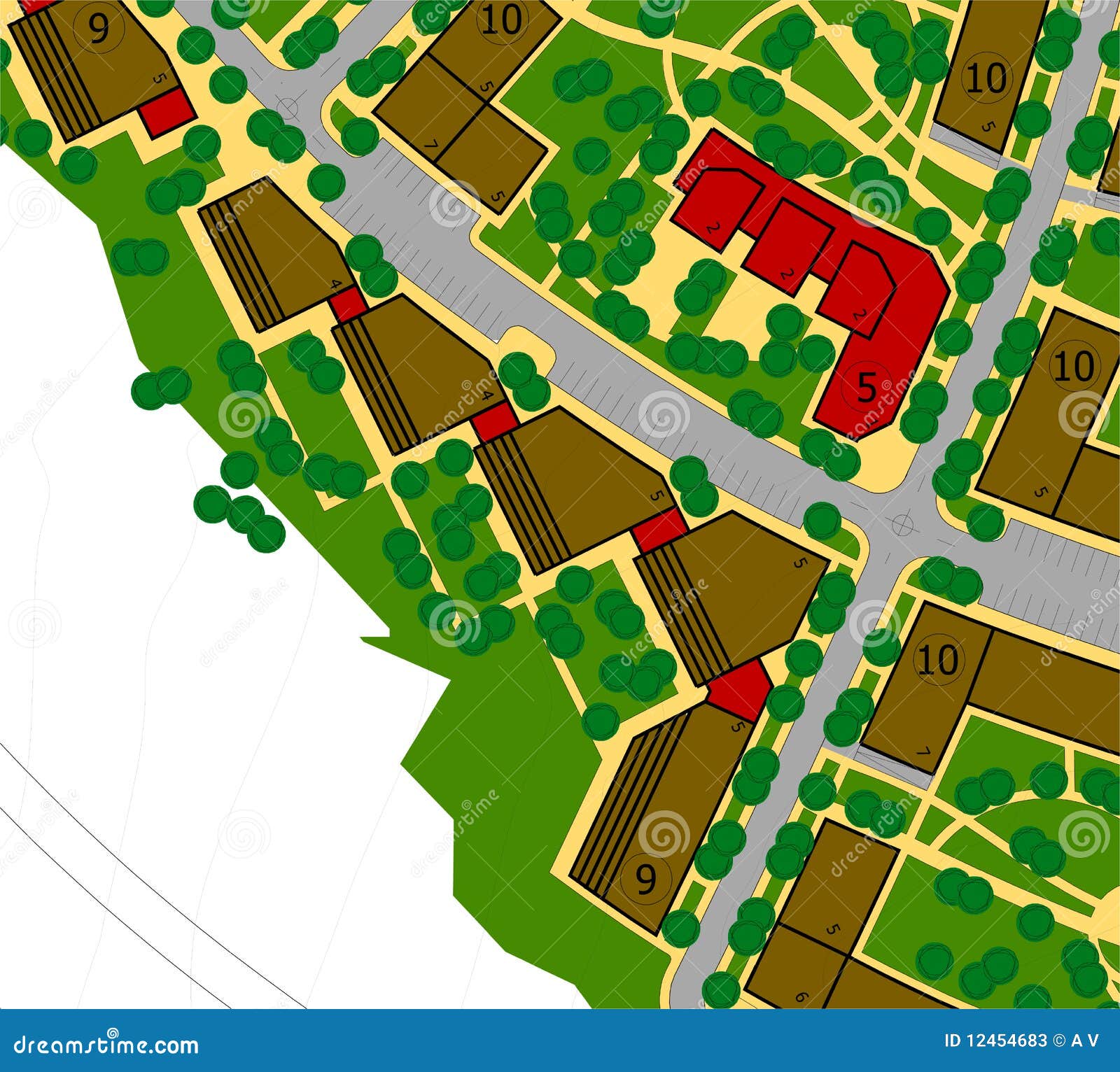 Urban plan drawing stock illustration. Illustration of locality - 12454683