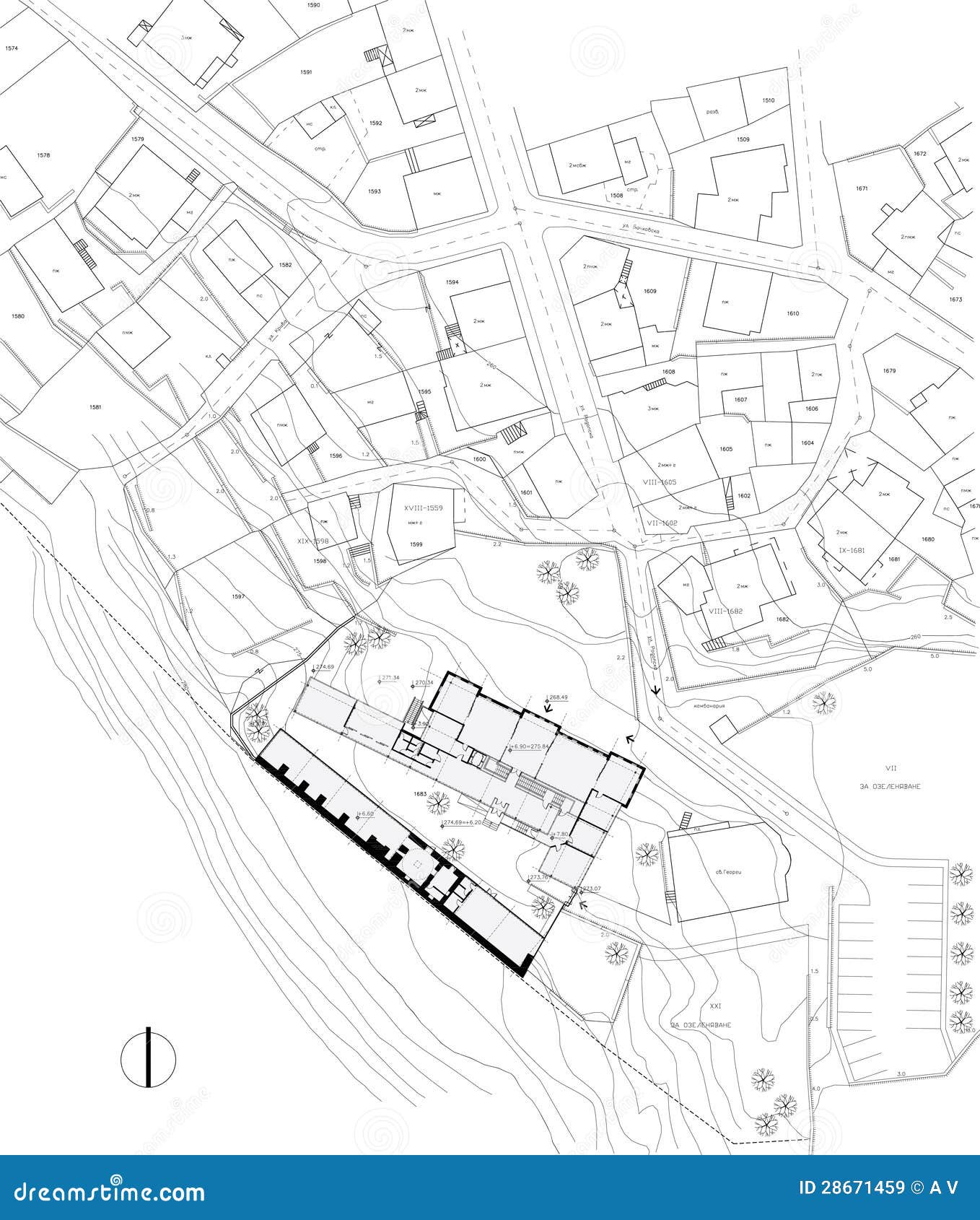 Urban plan drawing stock illustration. Illustration of road - 28671459