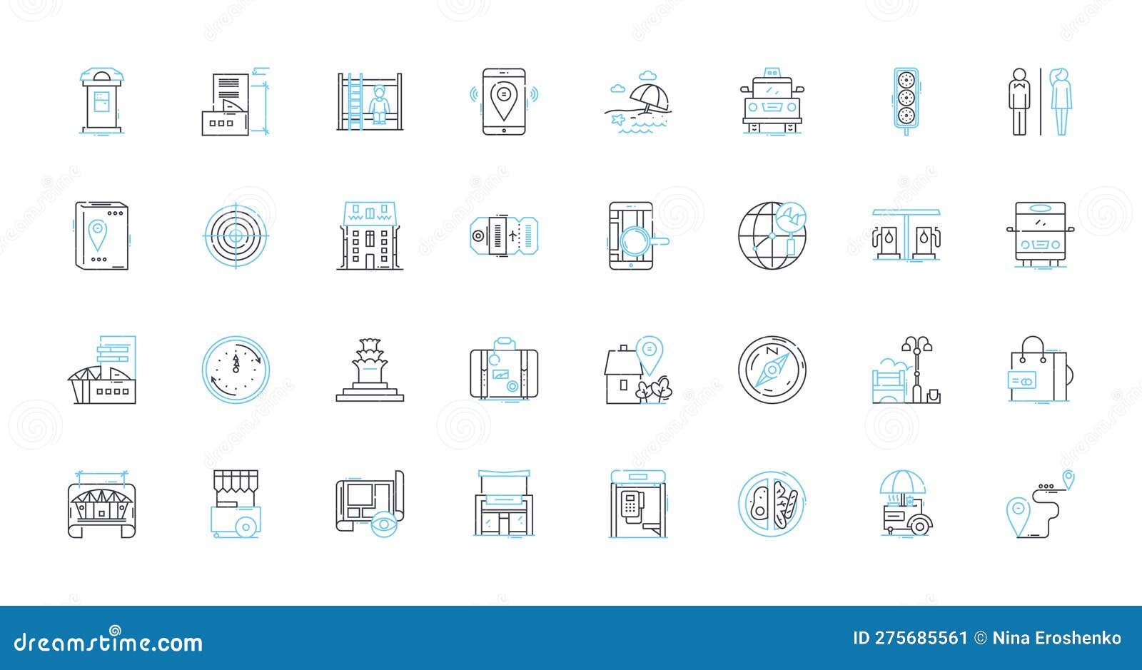 Urban Plan Linear Icons Set. Sustainability, Development, Density ...