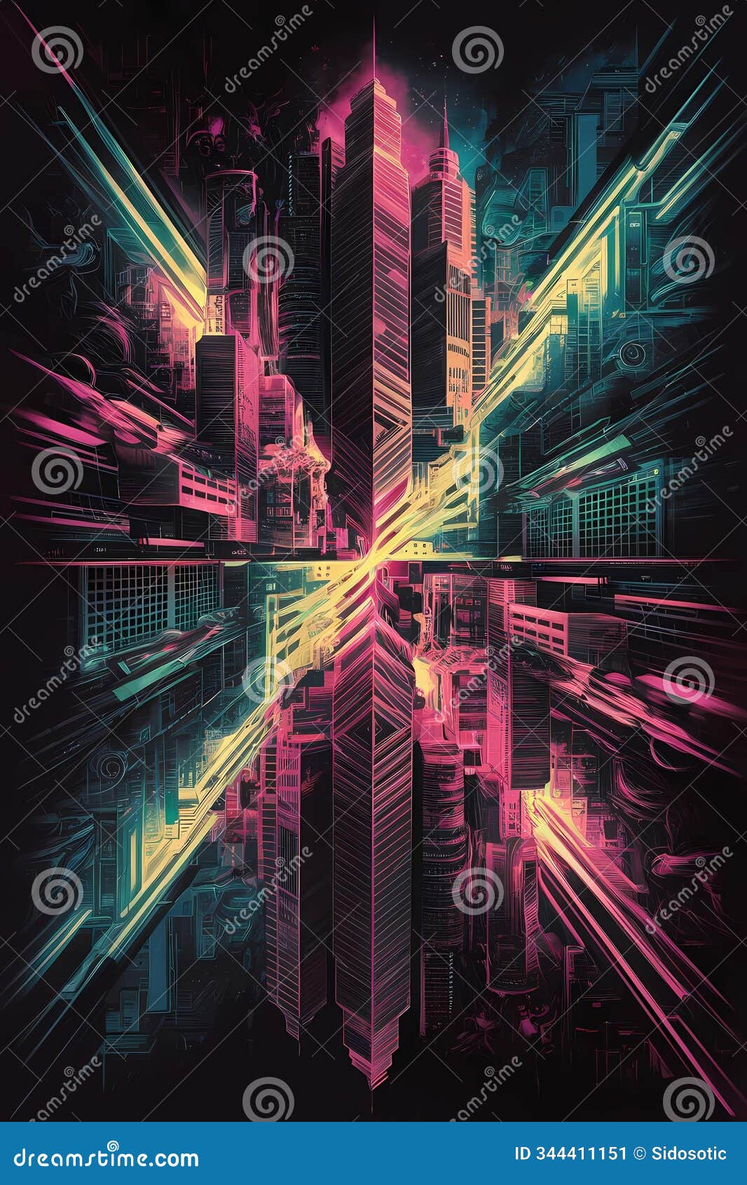 Urban Pulse: 5G Tower Over Nocturnal Cityscape. Concept Urban ...