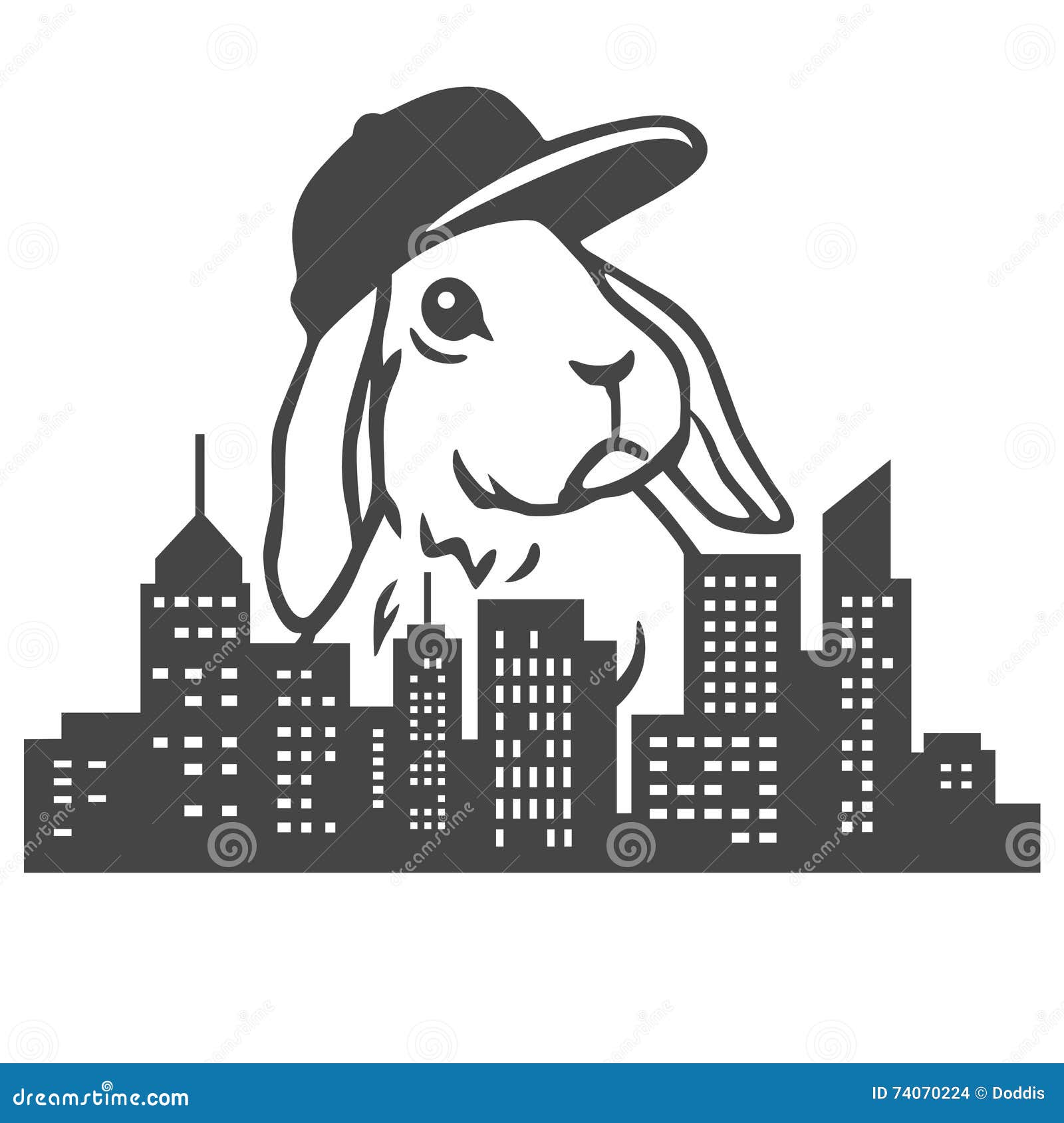 Urban Rabbit Vector stock vector. Illustration of space - 74070224