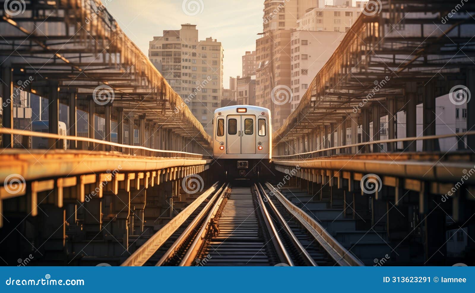 Urban Rail Transit System with Trains on Elevated Tracks.AI Generated ...