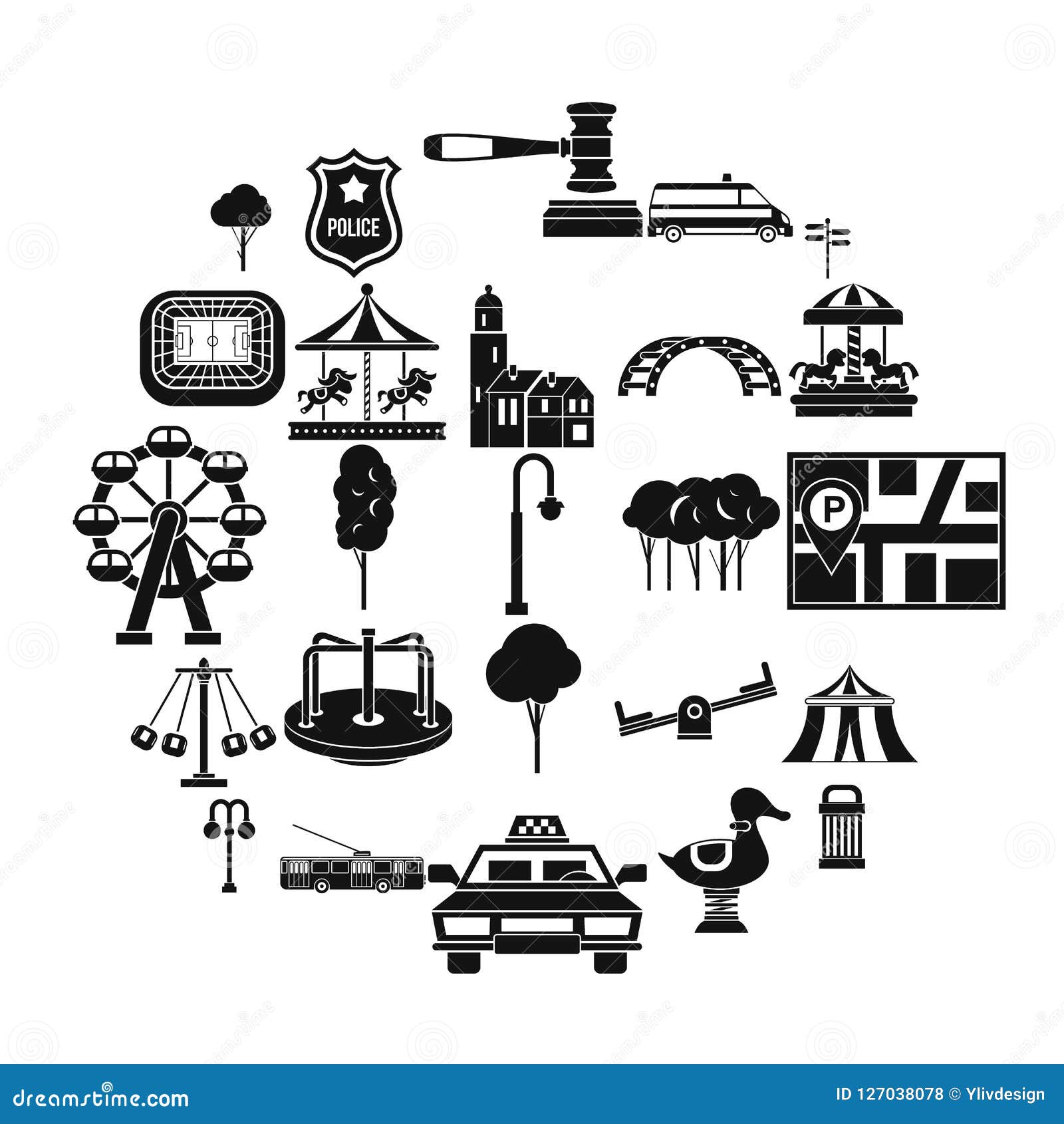 Urban Recreation Park Icons Set, Simple Style Stock Vector ... Urban Recreation Park Icons Set, Simple Style Stock Vector ...