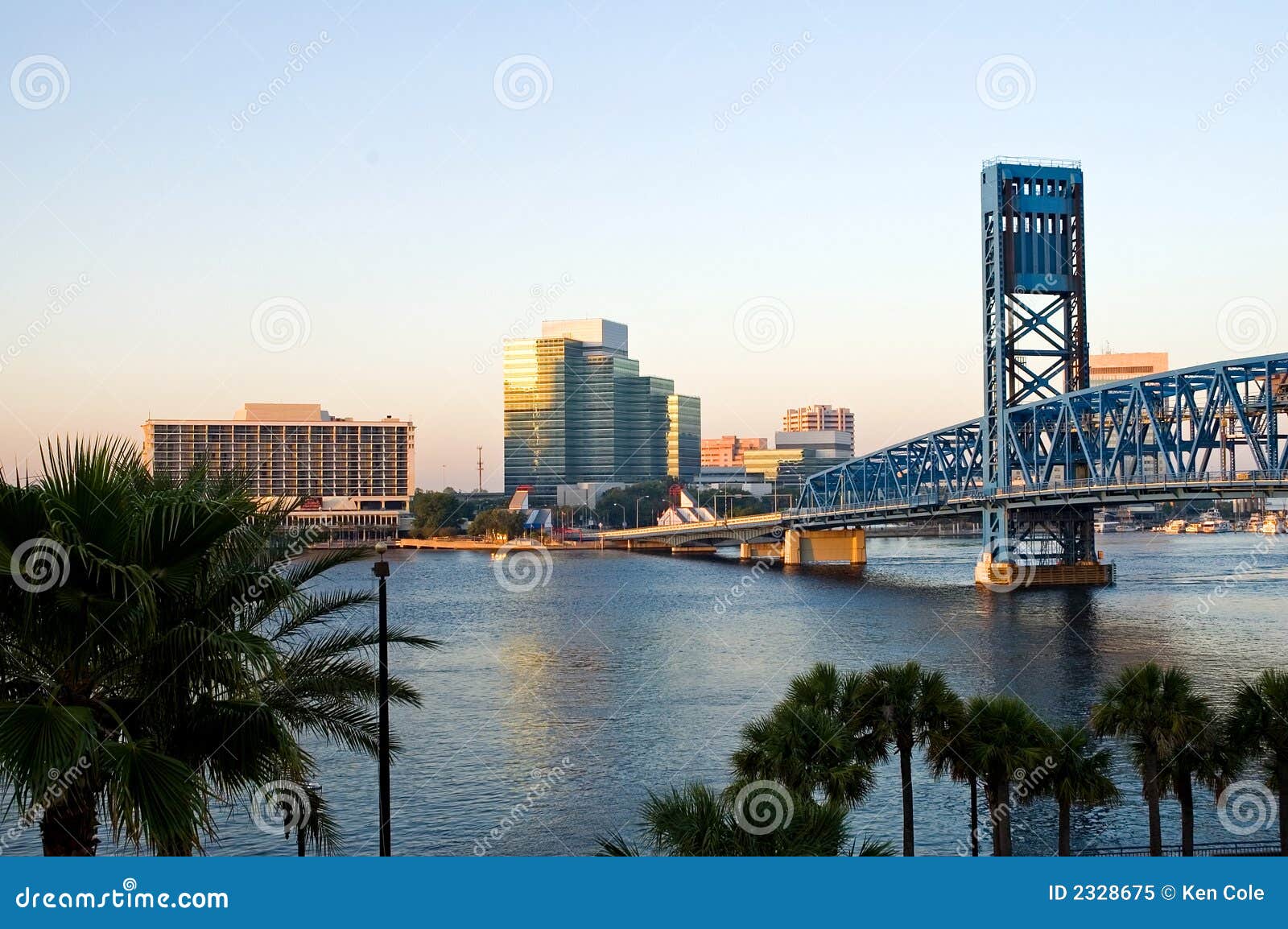 Urban River View and Bridge Stock Image - Image of iron, transportation ...
