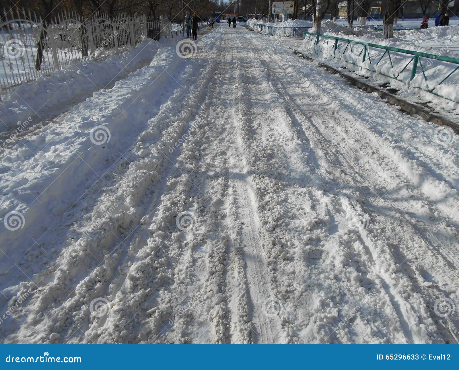 Urban road in the snow stock image. Image of forward - 65296633