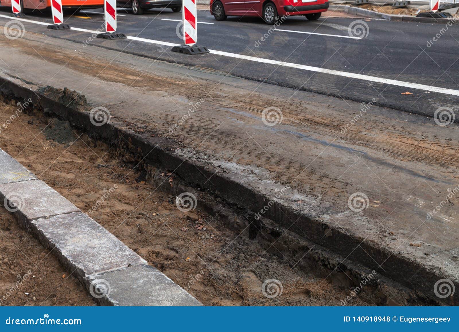 Urban Road is Under Construction Stock Photo - Image of asphalt, edge ...