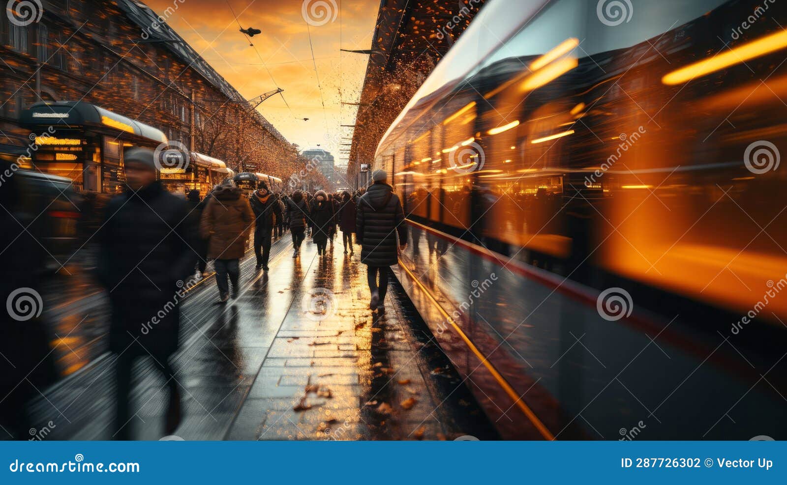 Urban Rush Hour in the Underpass Trains with a Blurred. Generative AI. Stock Photo - Image of ...