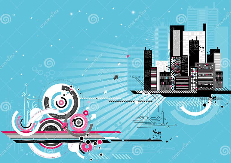 Urban Scene, Vector Illustrati Stock Vector - Illustration of grunge ...