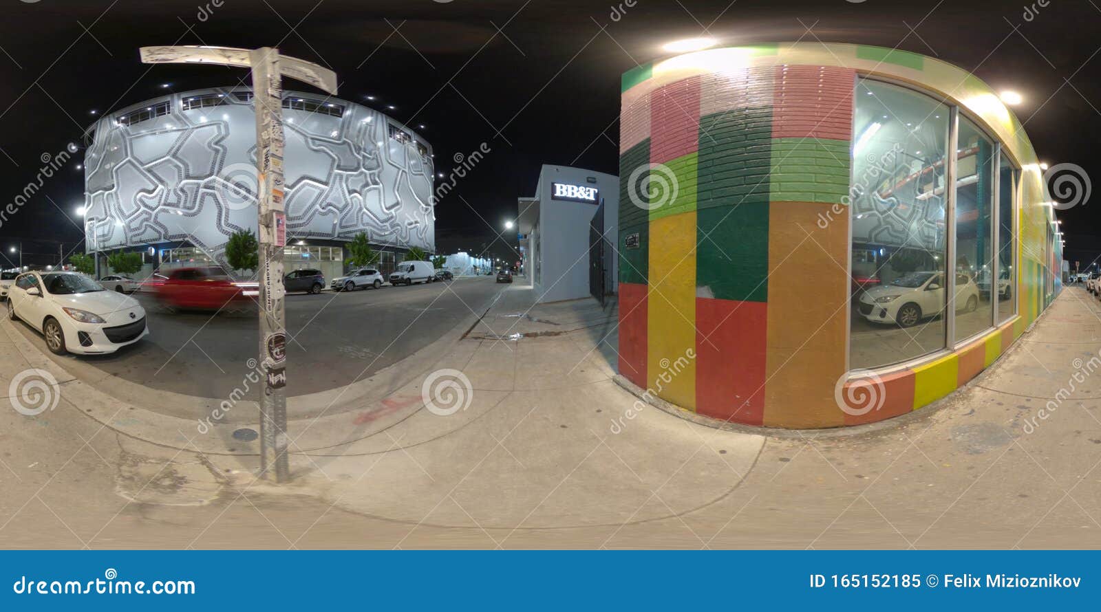 Urban 360 Scene Wynwood Miami at Night Spherical Editorial Image ...