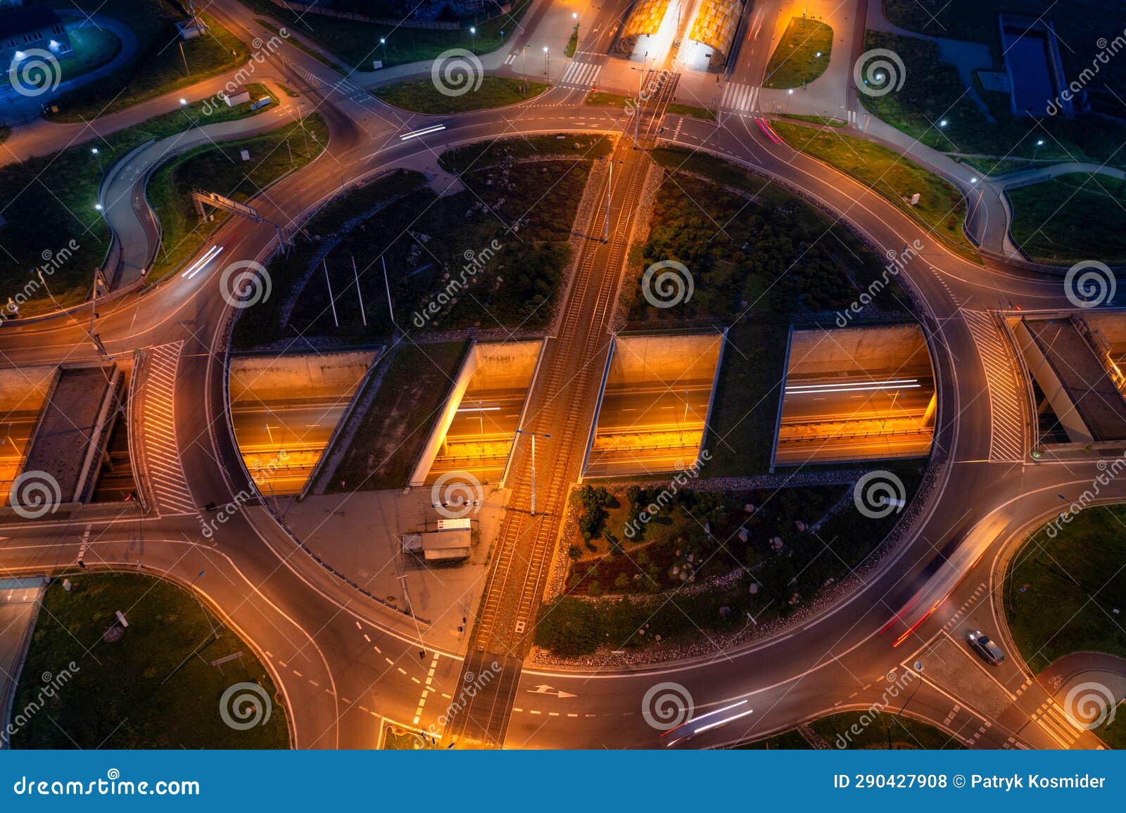 Urban Scenery of the Roundabout at the Exit of the Tunnel in Gdansk at ...