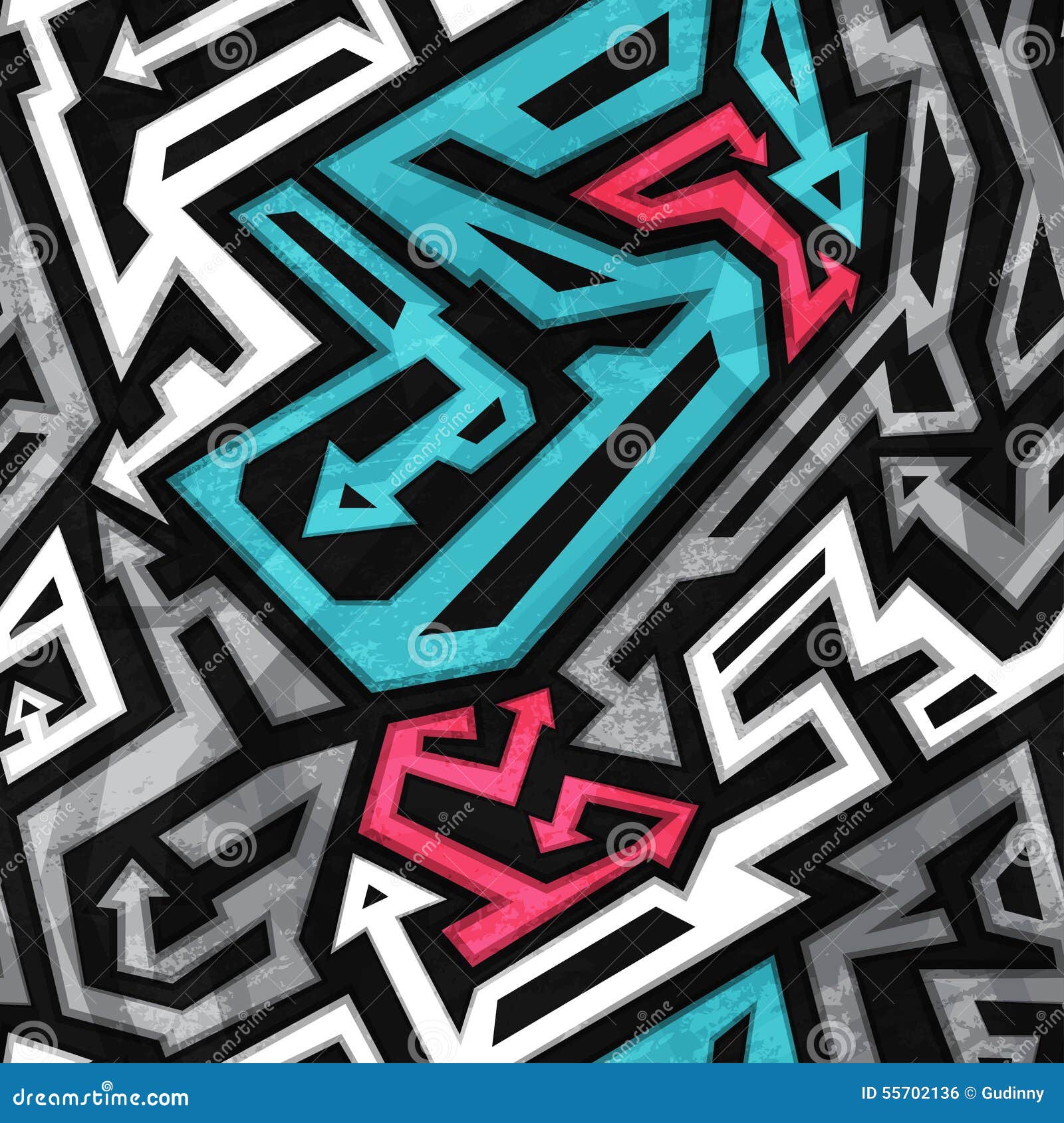 Urban Seamless Pattern with Grunge Effect Stock Vector - Illustration ...