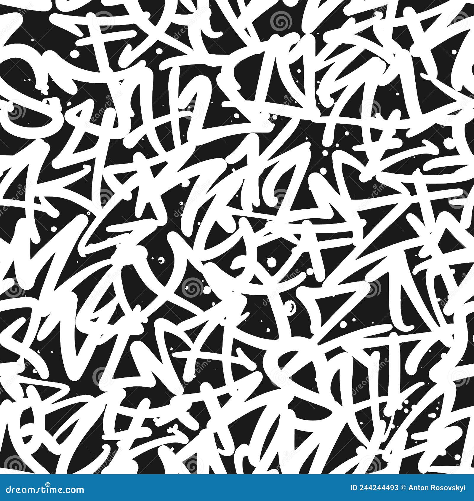 Urban Seamless Pattern. Vector Graffiti Tags, for T-shirt Design ...