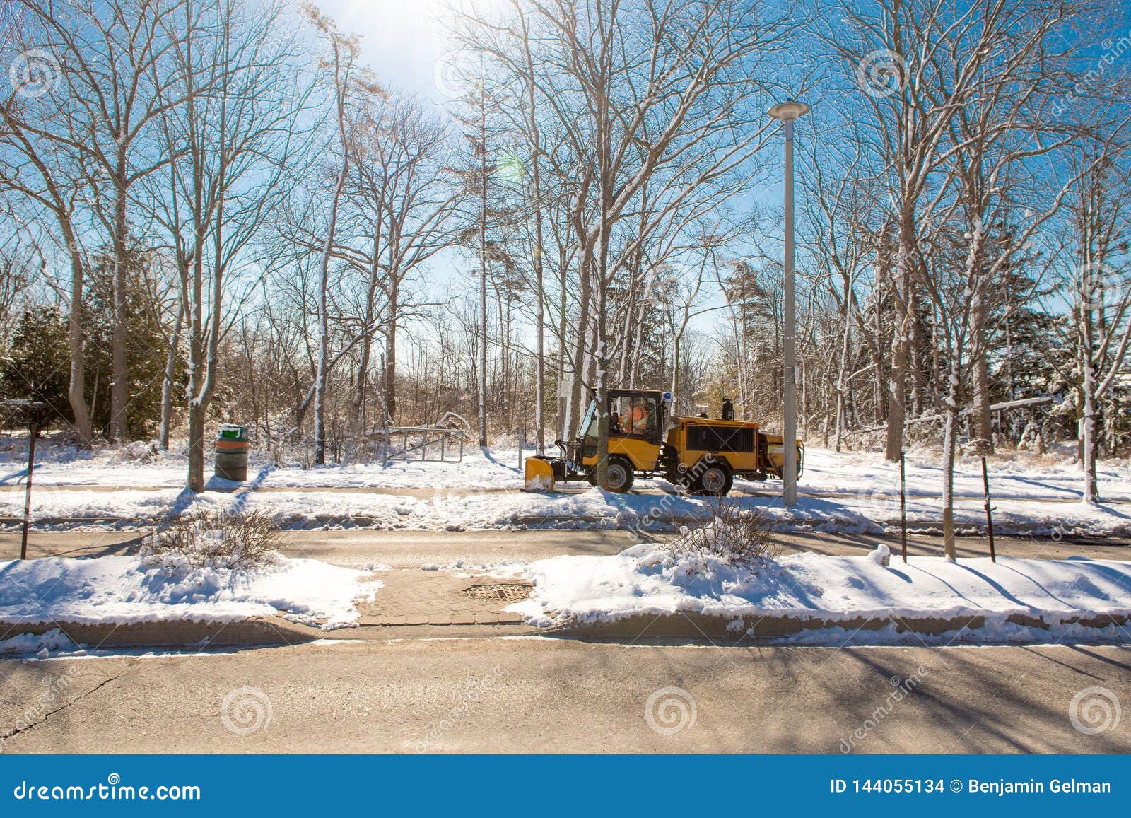 Urban Sidewalk Snow Removal Machine Stock Photo - Image of work, city ...