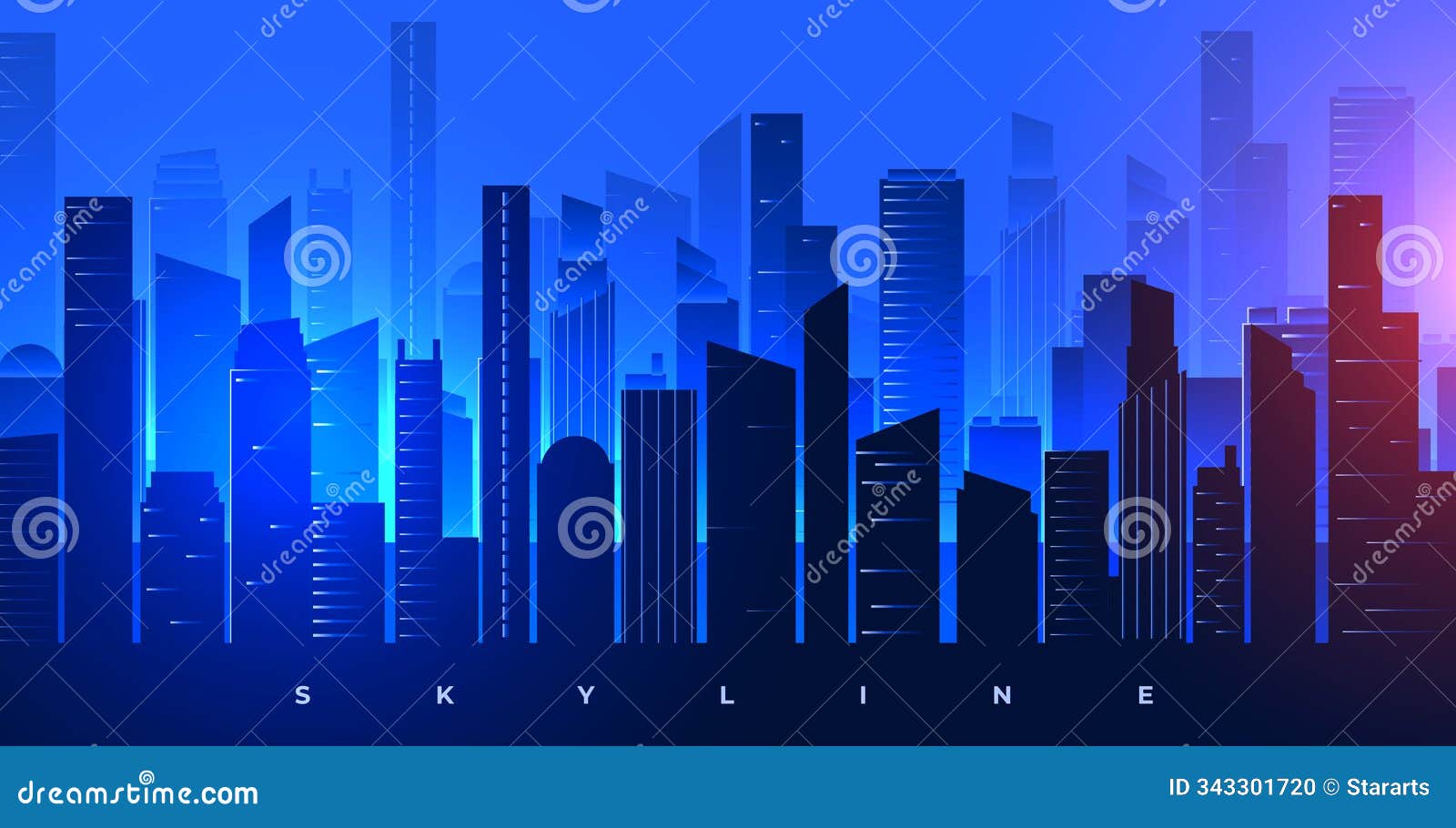 Urban Skyline Cityscape Night View Downtown Design Stock Illustration ...